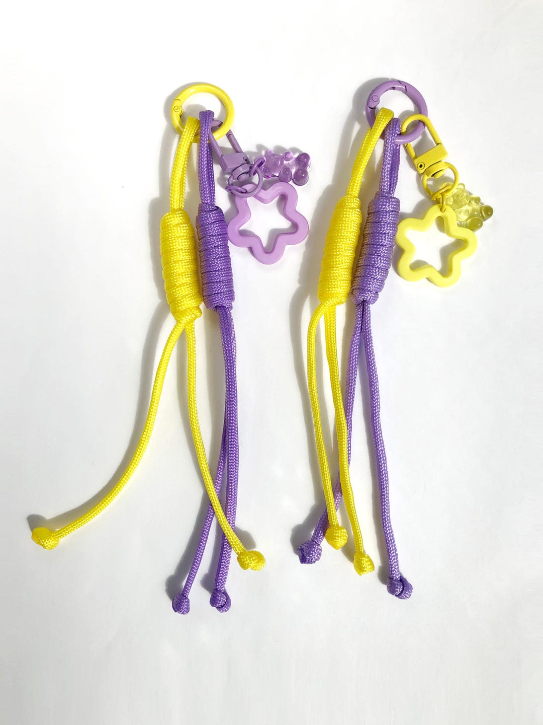 Cute Paracord Bag Charm, Star With Bear Keychain, Kawaii Rope Accessory ...