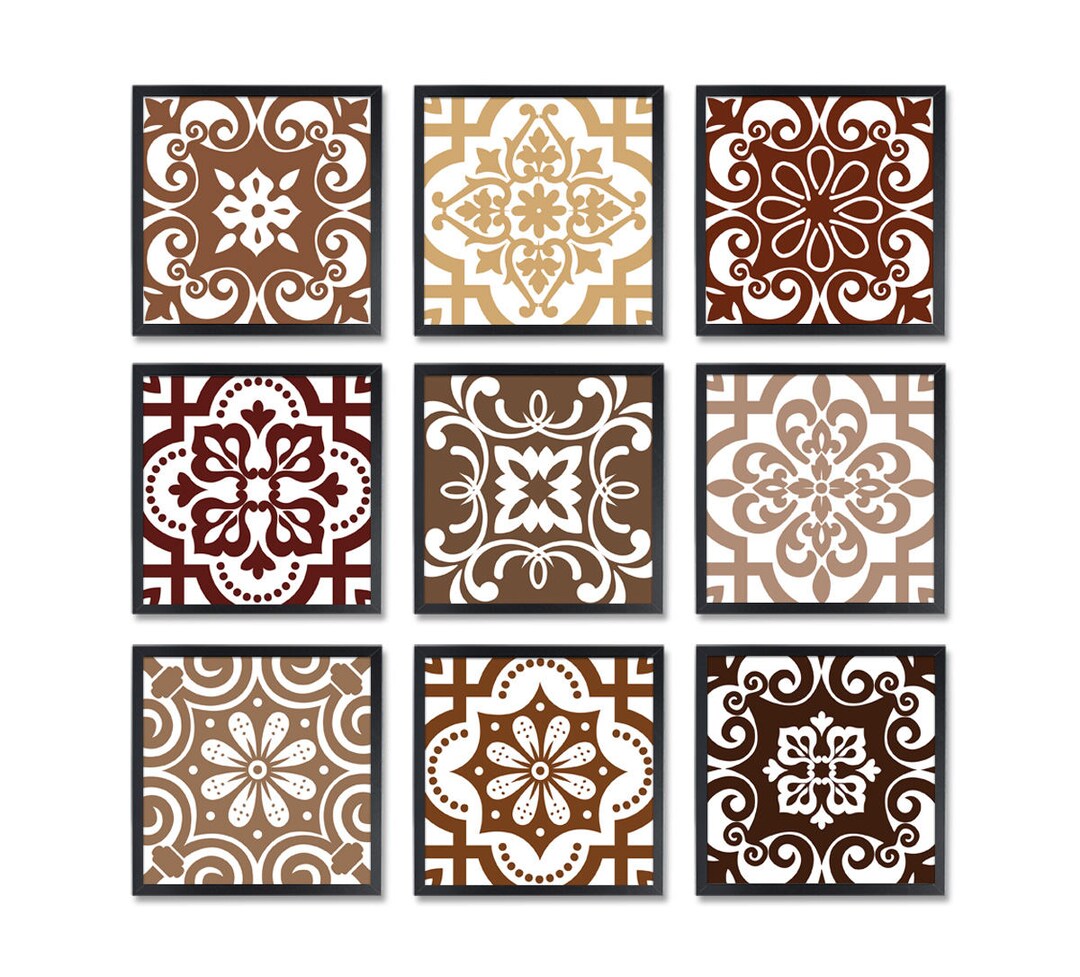 Digital Tiles Mosaic Tile Wall Art Geometric Prints Set of 9 - Etsy