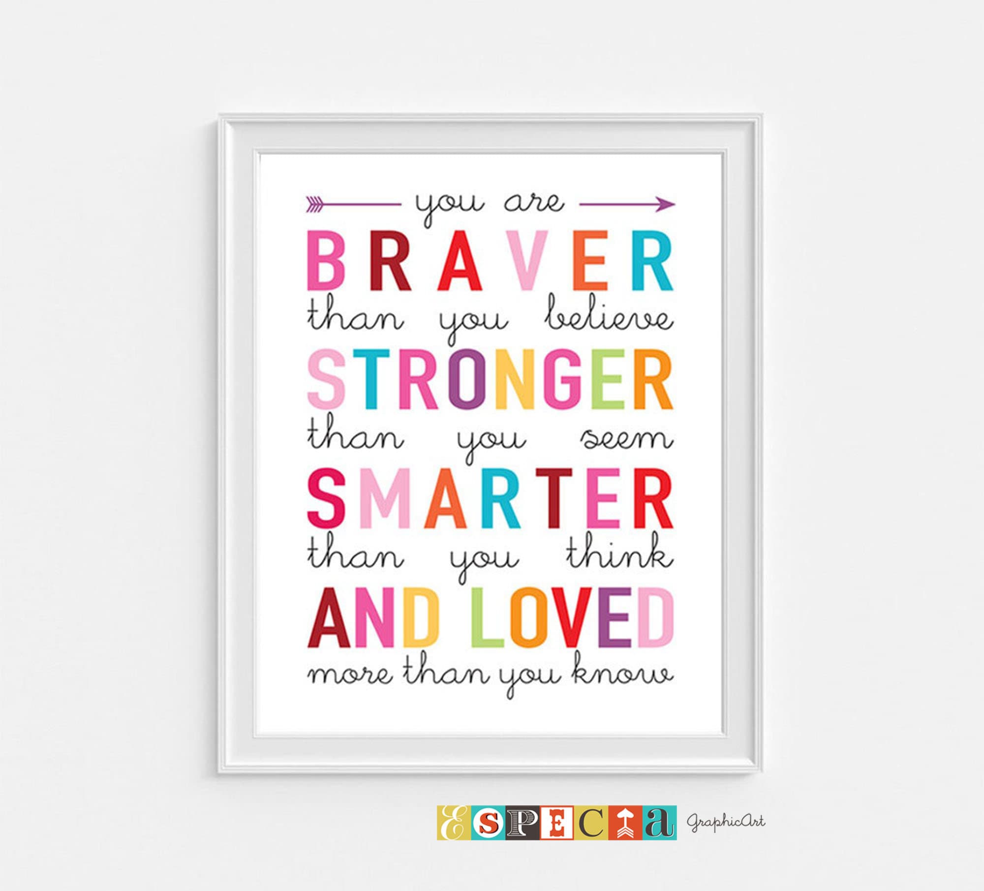 You Are Positive Affirmations for Kids Printable Wall Art, Braver ...