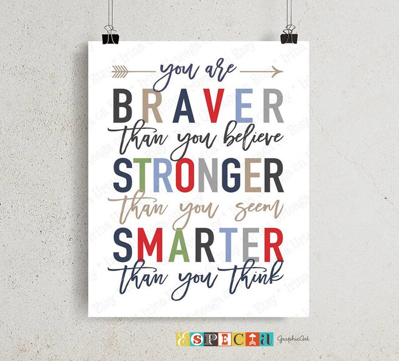 You Are BRAVER Than You Believe Inspirational Quote for DIY - Etsy