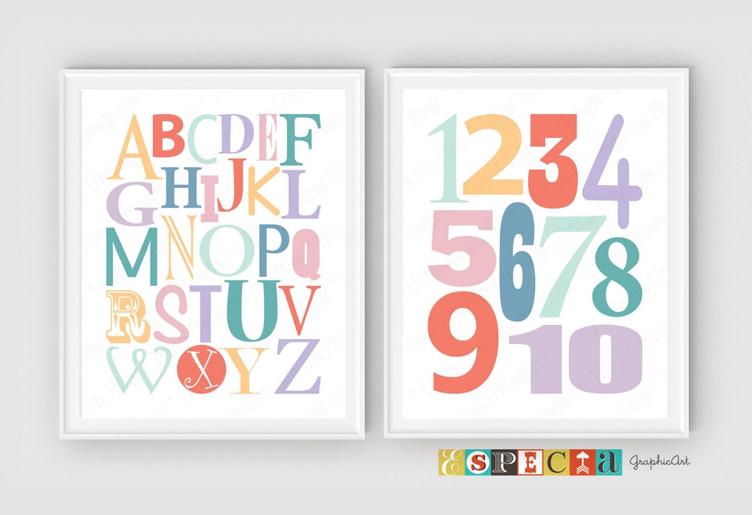Printable Alphabet Letters and Numbers Poster: Kids Wall Art – Colorful ...