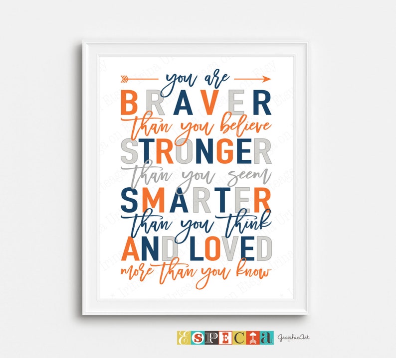 Printable Inspirational Quote You Are Braver Than You Believe | Etsy