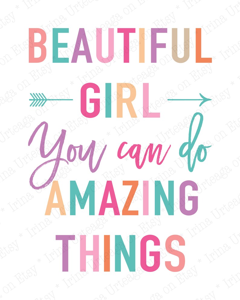 Beautiful Girl You Can Do Amazing Things PRINTABLE Poster for - Etsy