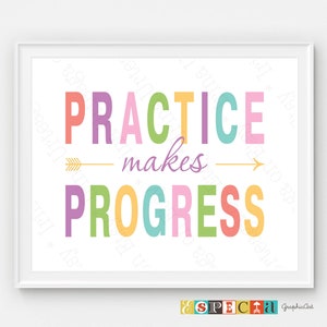 Practice Makes Progress Printable Wall Art, Quote Print for DIY Kids ...