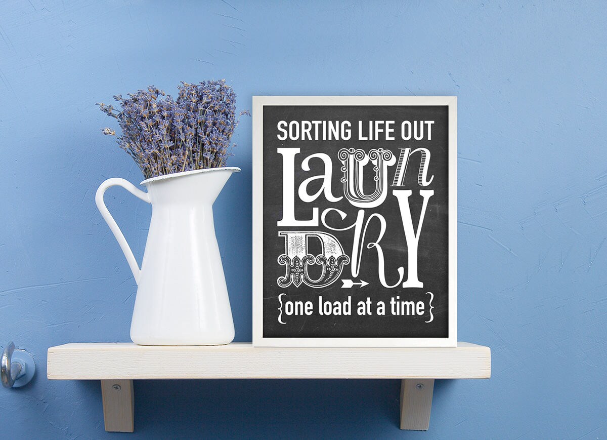Printable Laundry Room Poster, Digital Wall Art Print, Sorting Life Out ...