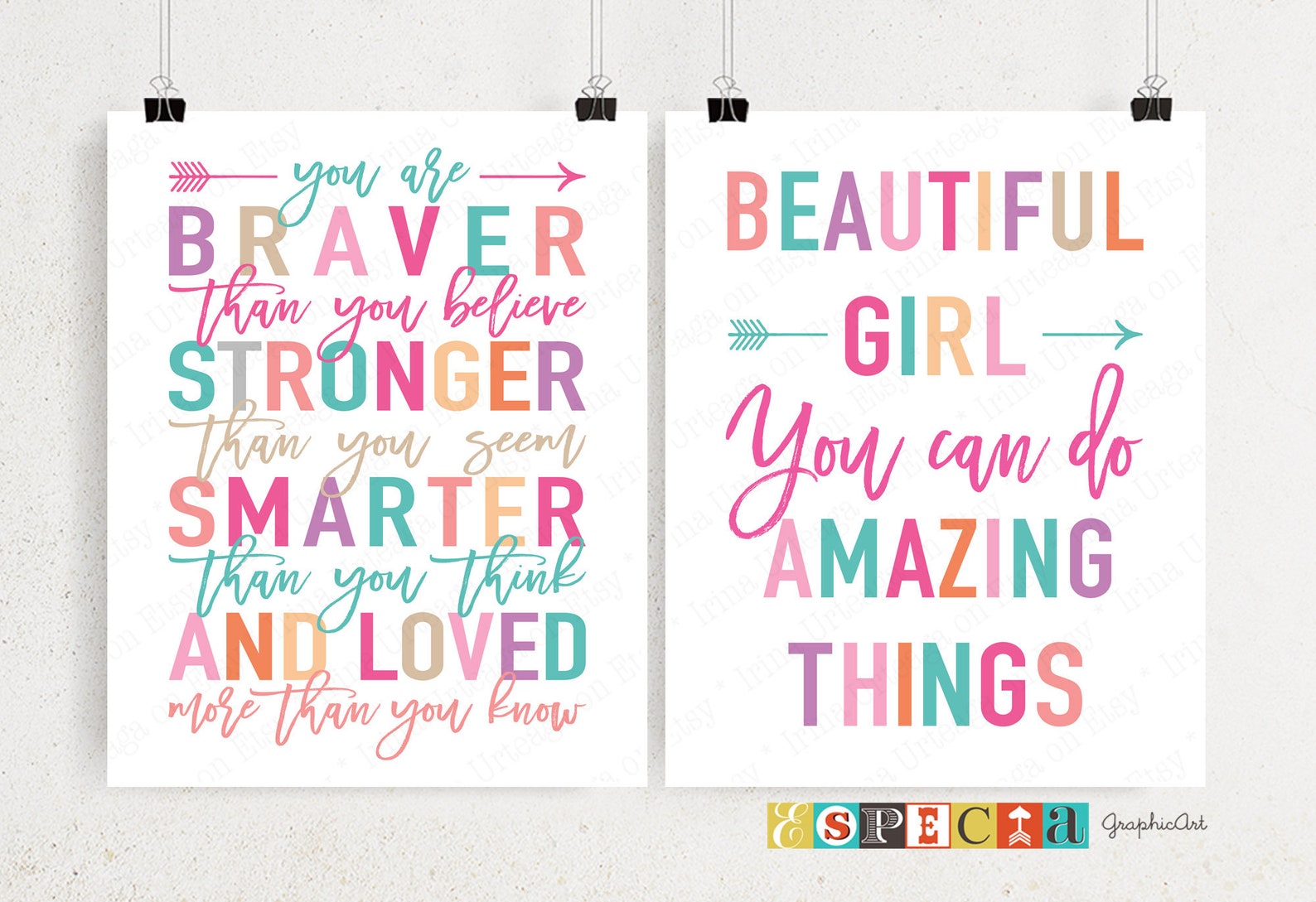 Printable Posters for DIY Girl Room Decor Set of 2 8x10 16x20 | Etsy