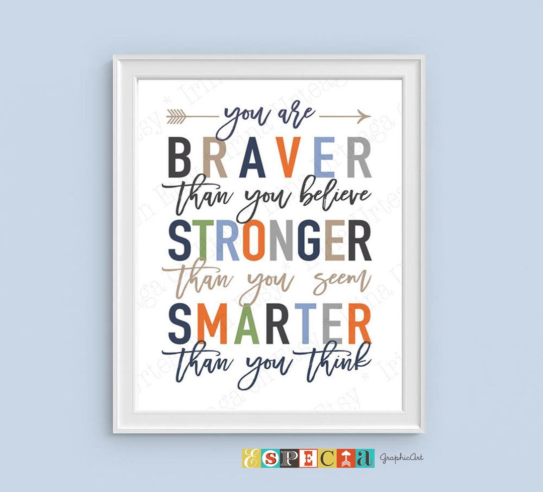 You Are BRAVER Than You Believe Winnie Pooh Quotes Kids Playroom Sign ...
