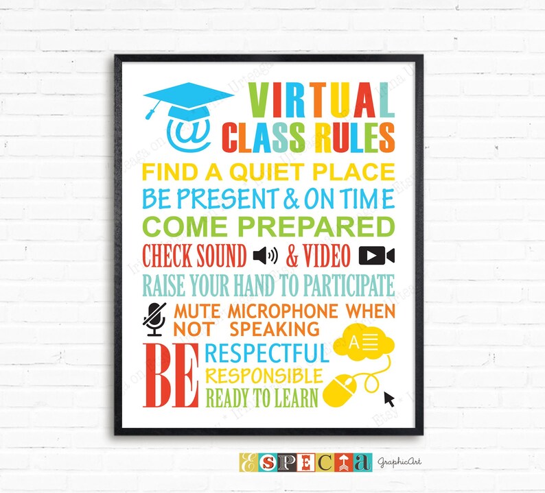 Virtual Class Rules Printable Wall Art Homeschool Learning Etsy Virtual Class Rules Printable Wall Art Homeschool Learning Etsy