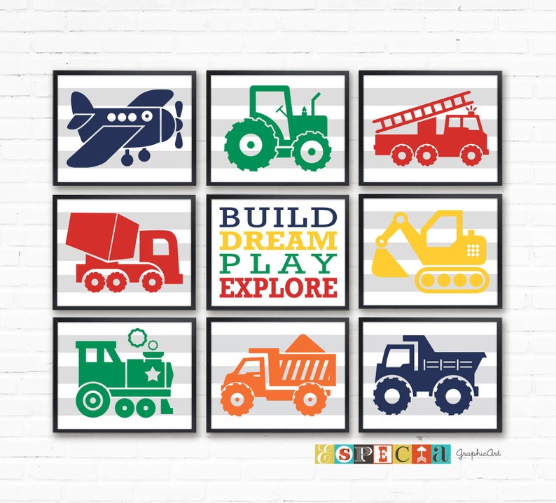 Truck Wall Art Printable Posters for DIY Transportation Theme - Etsy