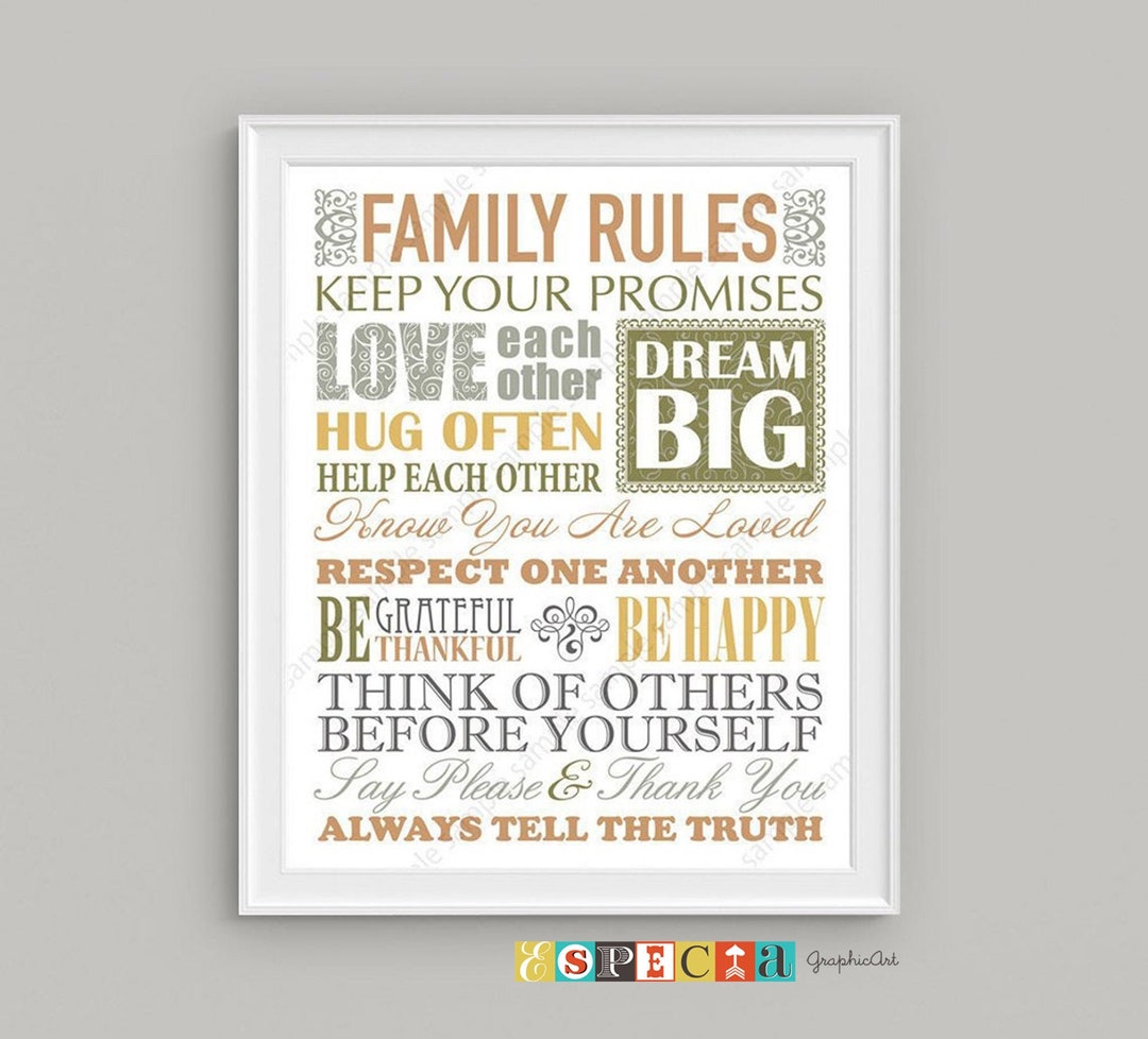 Family Rules Poster: Christian Values Print (digital Download) - Etsy