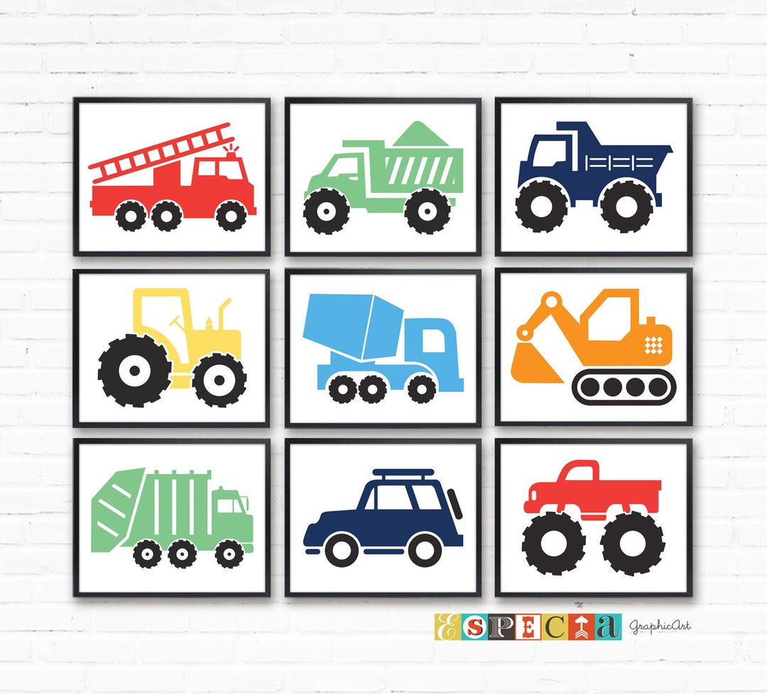 Car Theme Nursery Decor PRINTABLE Wall Art Prints, Transportation ...