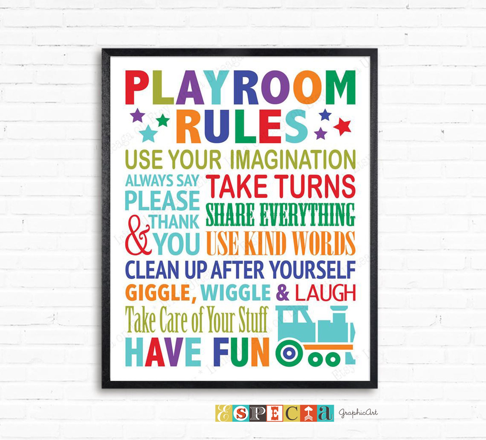 Playroom Rules PRINTABLE wall art 8x10 11x14 16x20 A1 Digital | Etsy