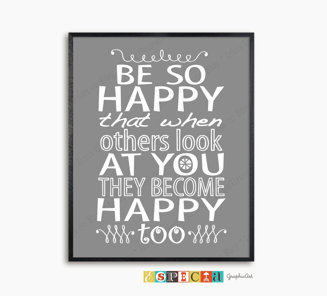 Be Happy PRINTABLE Wall Art, Happiness Poster for Teens Room Decor, New ...