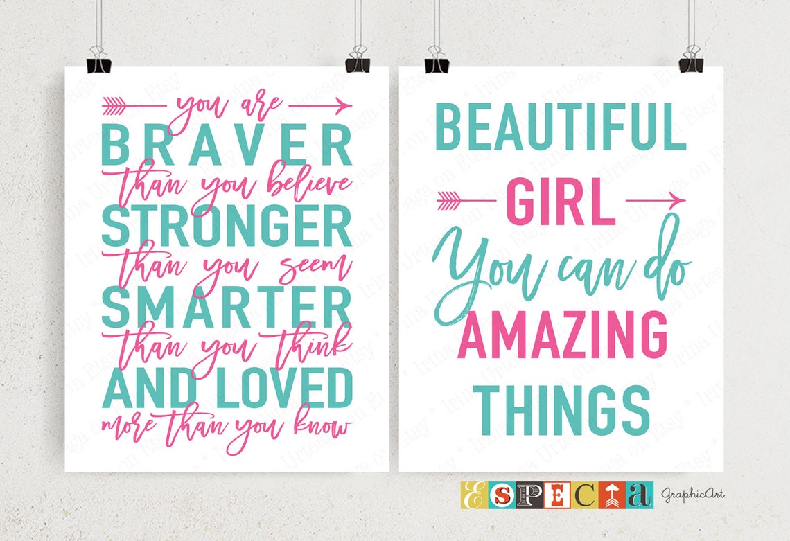 Printable Posters for DIY Girl Room Decor in Pink Turquoise, You Are ...