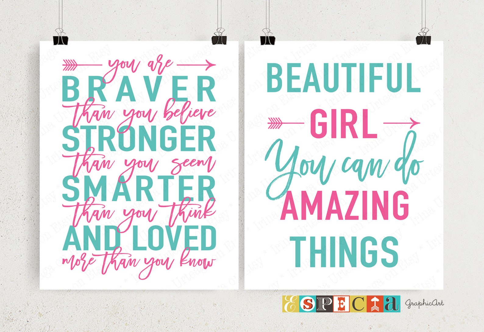 Printable Posters for DIY Girl Room Decor in Pink Turquoise - Etsy