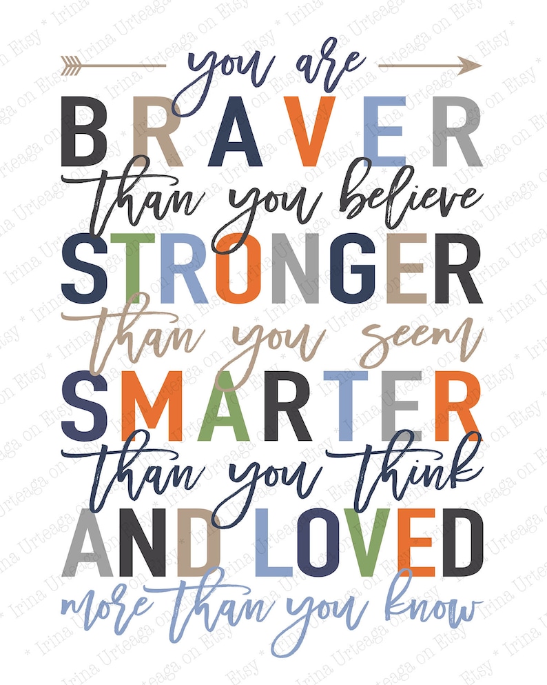 You Are BRAVER Than You Believe Winnie the Pooh Quote Inspirational Art ...