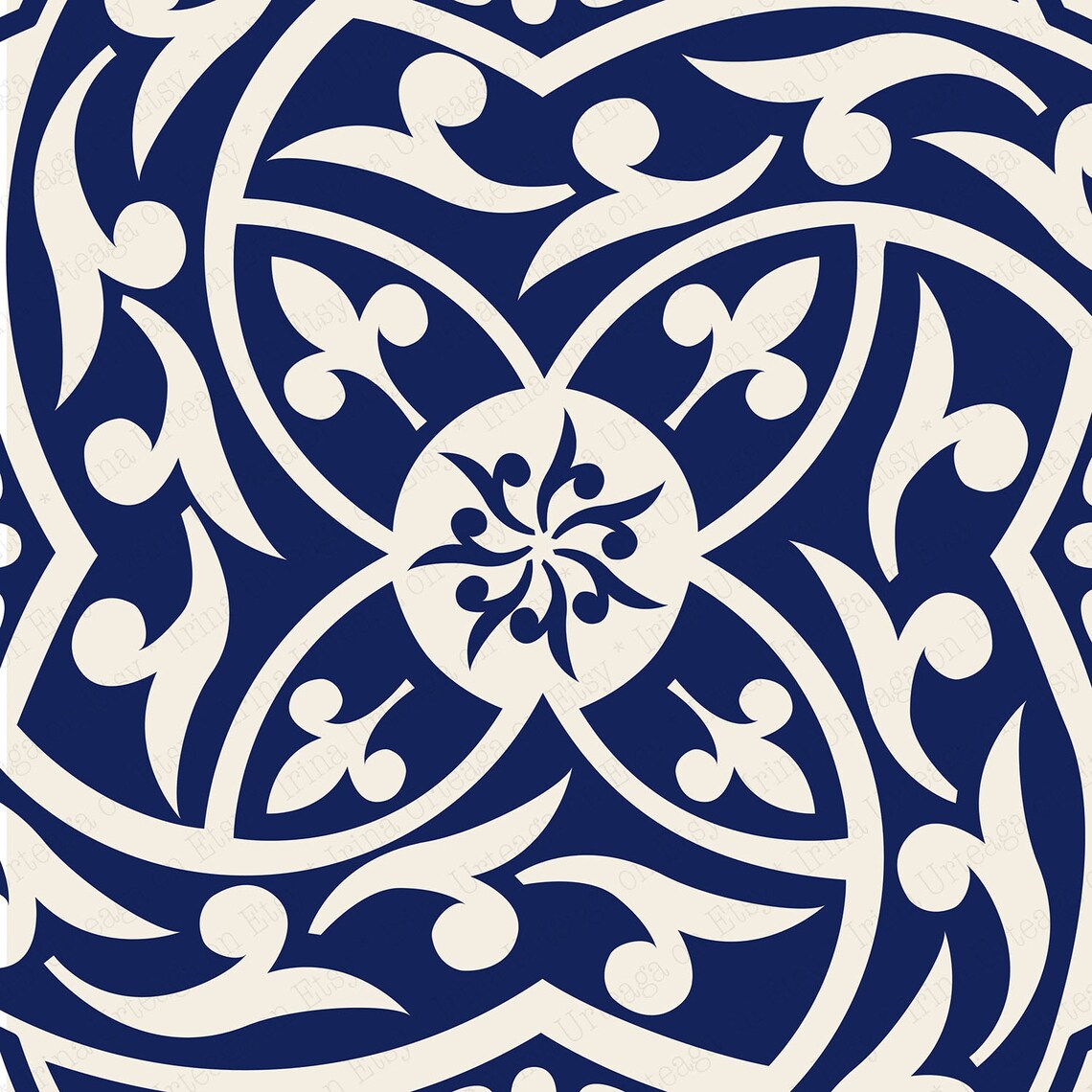 Dark Blue Home Decor Printable Geometric Wall Art Prints Set - Etsy