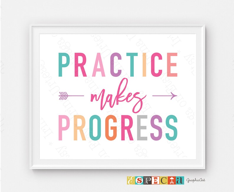 Practice makes progress Printable wall art print for DIY girl | Etsy