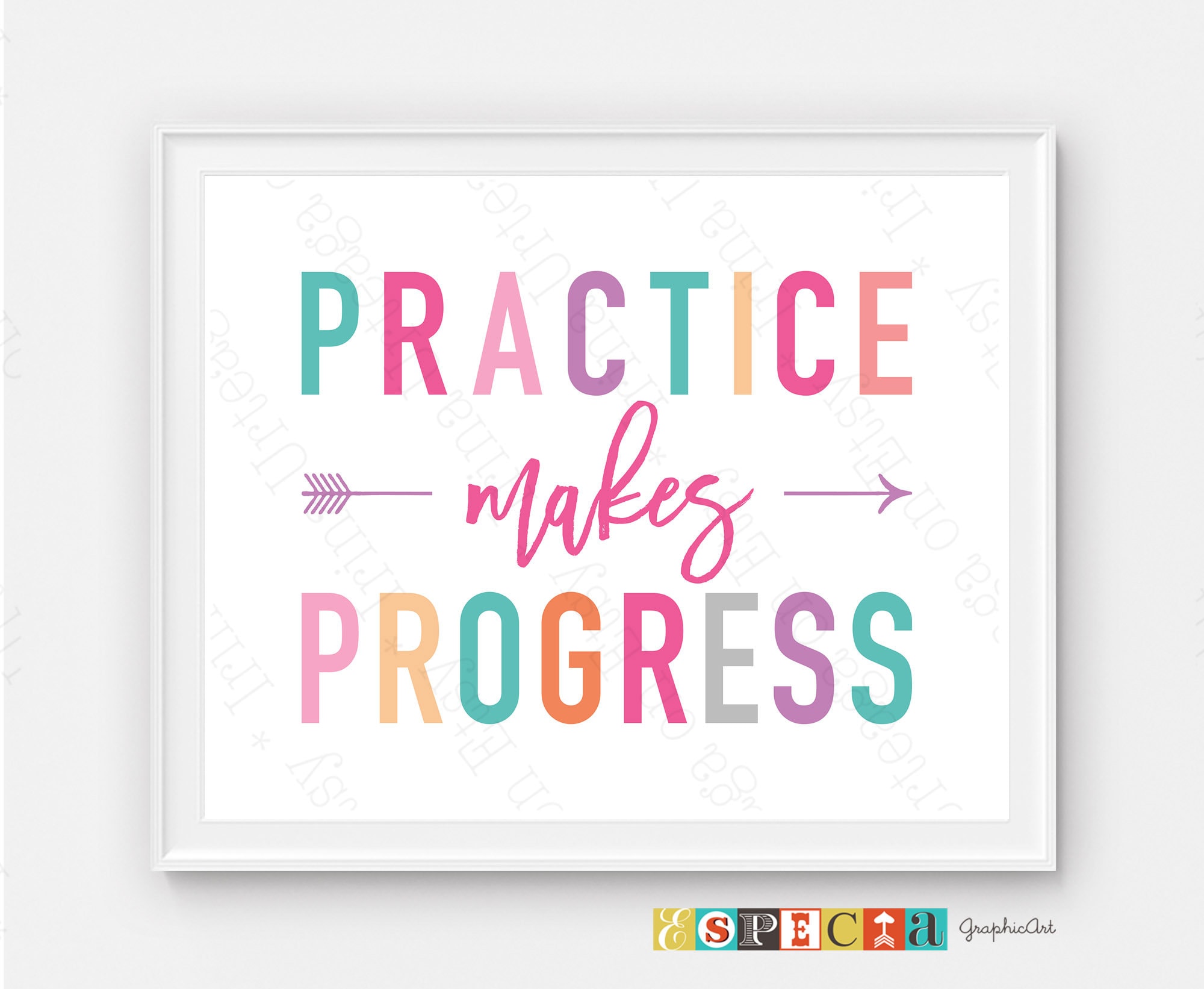 Practice Makes Progress Printable Wall Art – Motivational Quote – 8x10 ...