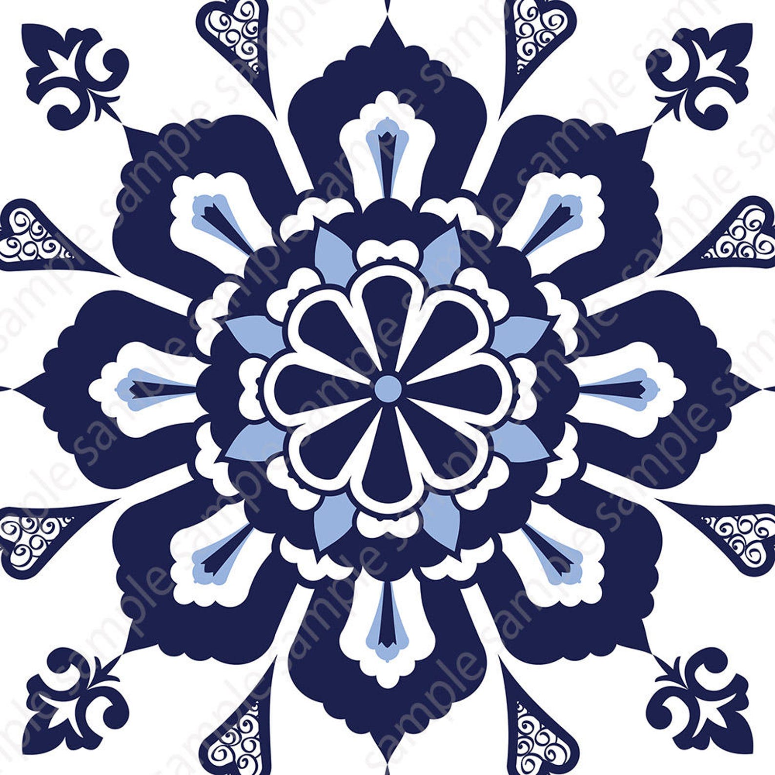 Islamic Tiles Digital Print, PRINTABLE Mosaic Tile Wall Art Geometric ...