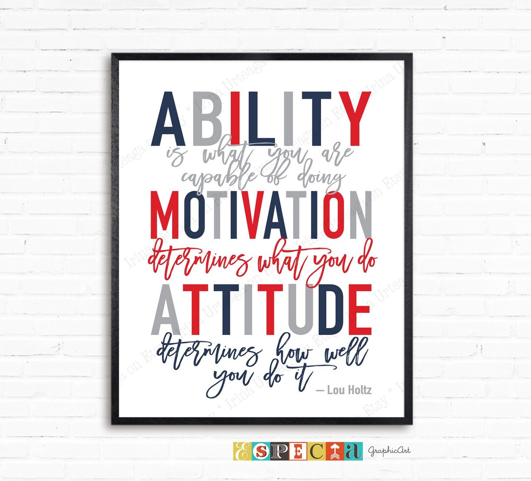 Motivational Quote Poster: Ability, Motivation, Attitude (digital ...
