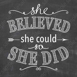 She Believed She Could so She Did Printable Positive Quote Sign, Woman ...