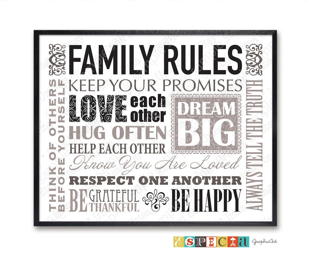 Family Rules Printable Poster: Inspirational Home Decor (PDF & JPG) - Etsy