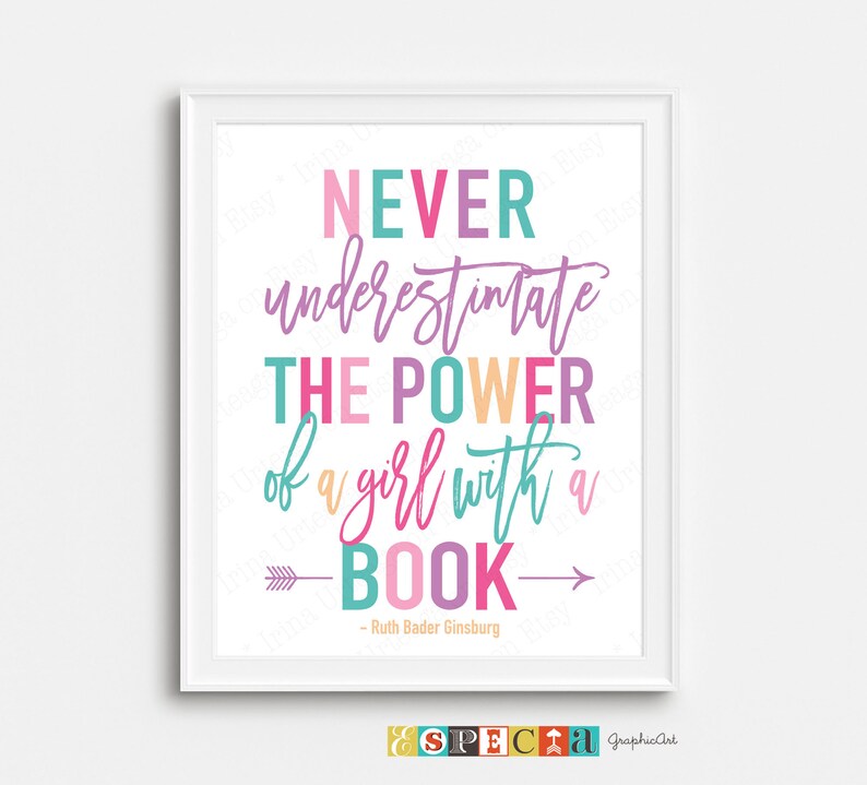 Never Underestimate the Power of a Girl With a Book Printable - Etsy