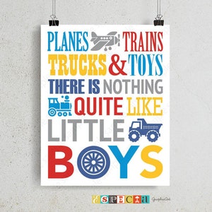 Planes Trains Trucks and Toys Printable Quote for DIY Baby Boy Nursery ...