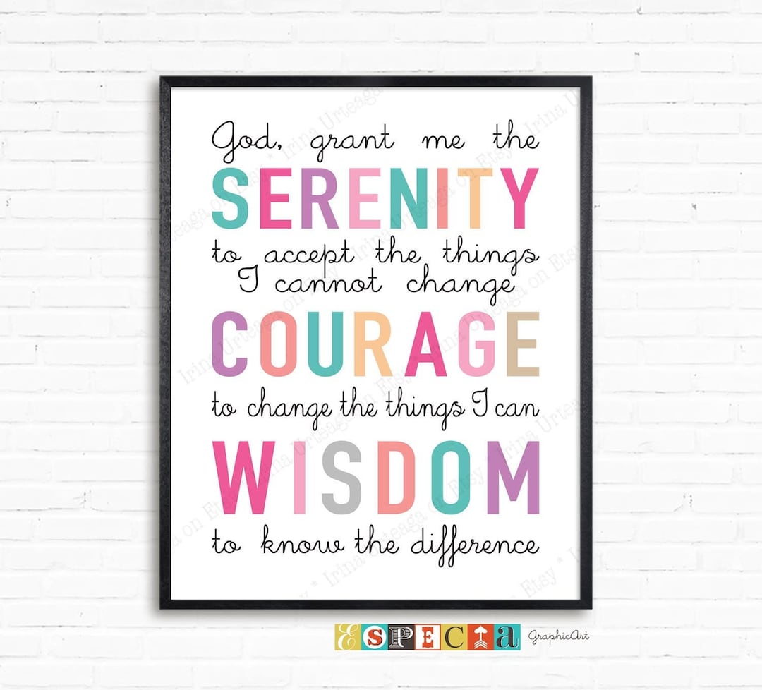 Serenity Prayer Wall Art, God Grant Me the Serenity Accept the Things I ...