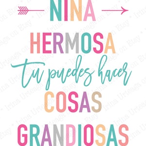 Printable Poster in Spanish for DIY Girl Room Decor, Beautiful Girl You ...