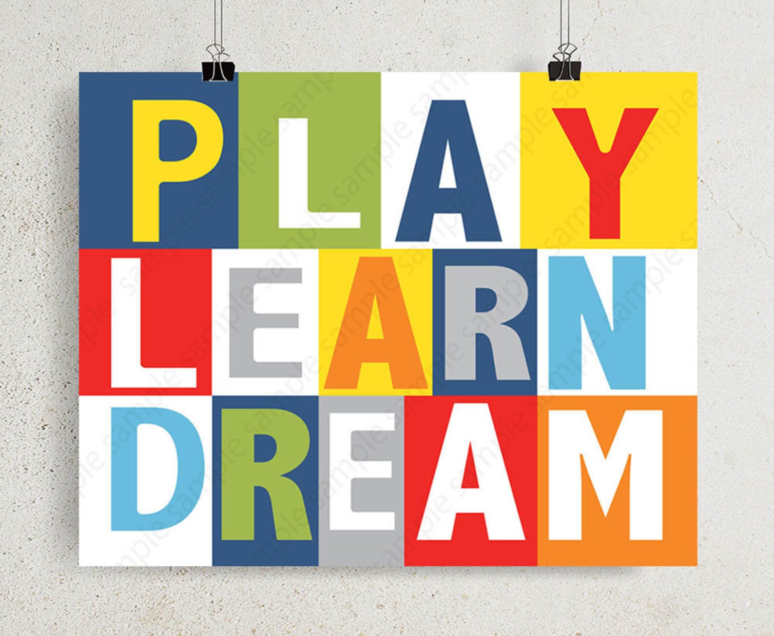 Play Learn Dream Printable Play Room Decor Wall Art for Kids - Etsy