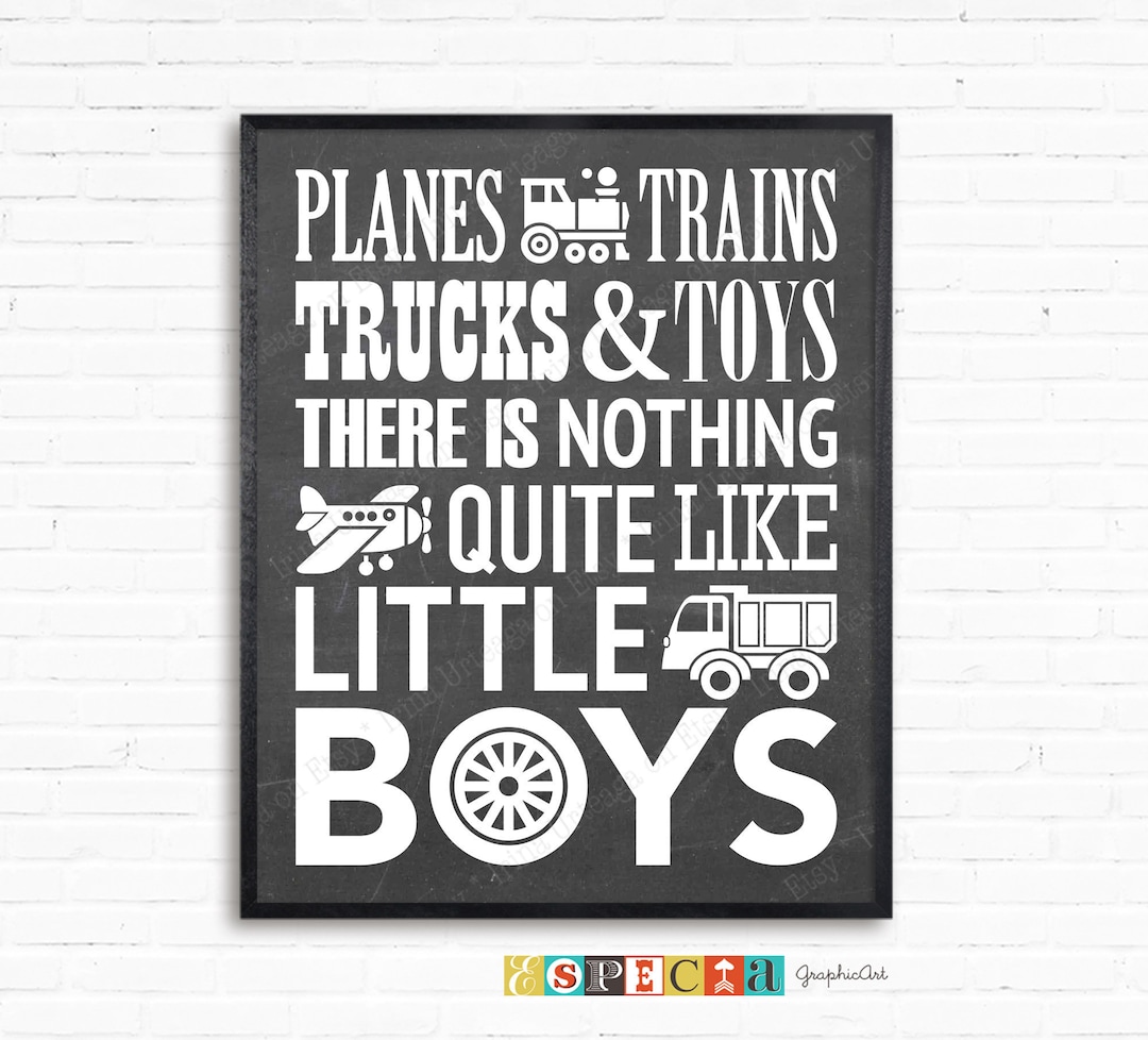 Little Boys Room Sign Printable Art, Chalkboard Poster for DIY Kids ...