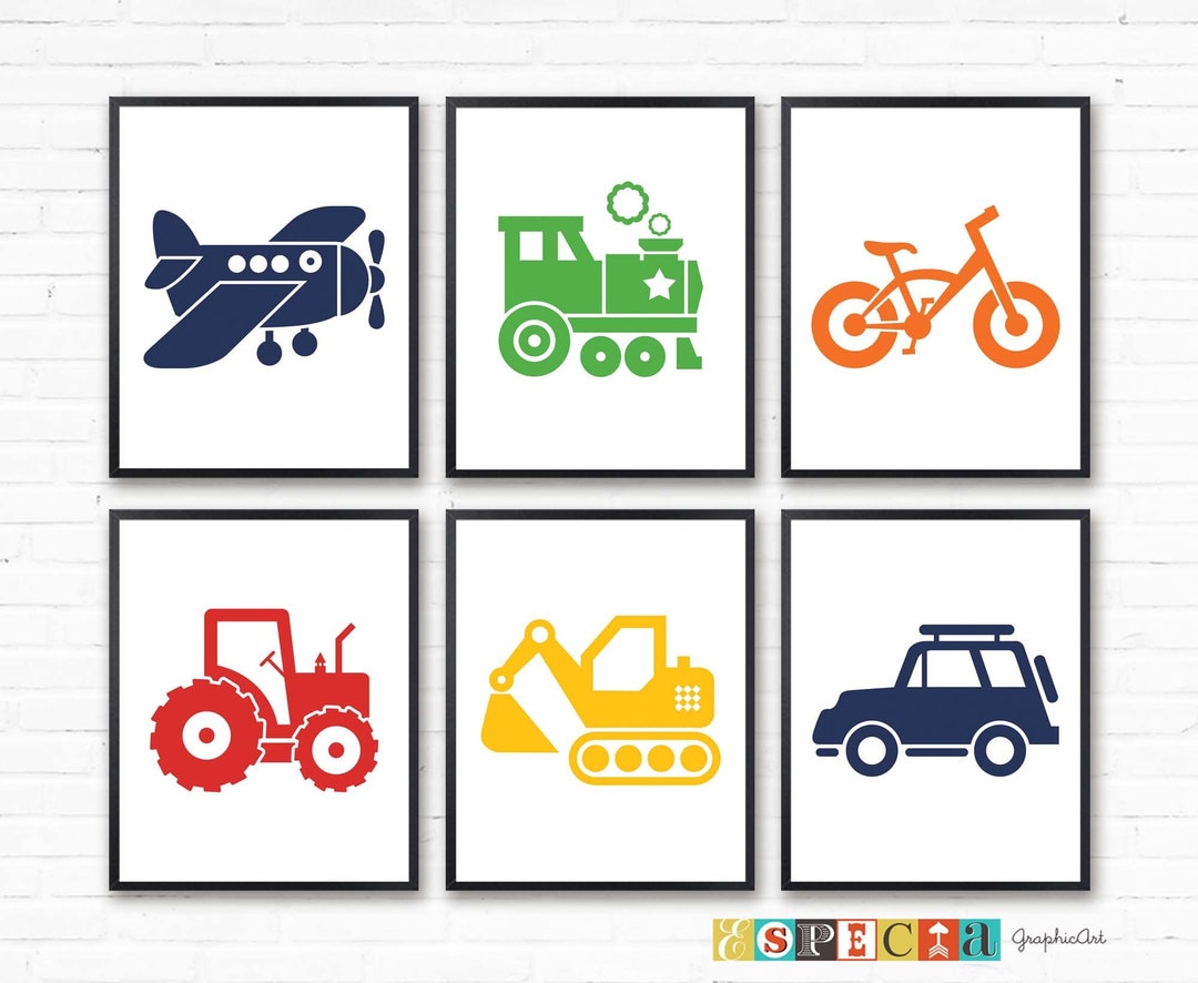 PRINTABLE Car Theme Nursery Wall Art for Transportation Boy Room Decor ...