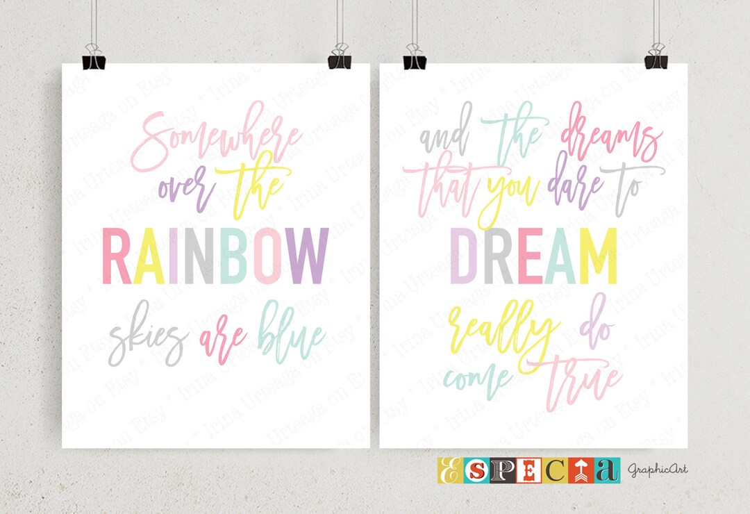 Somewhere Over the Rainbow PRINTABLE Art, Set of 2 8x10 11x14 Posters ...