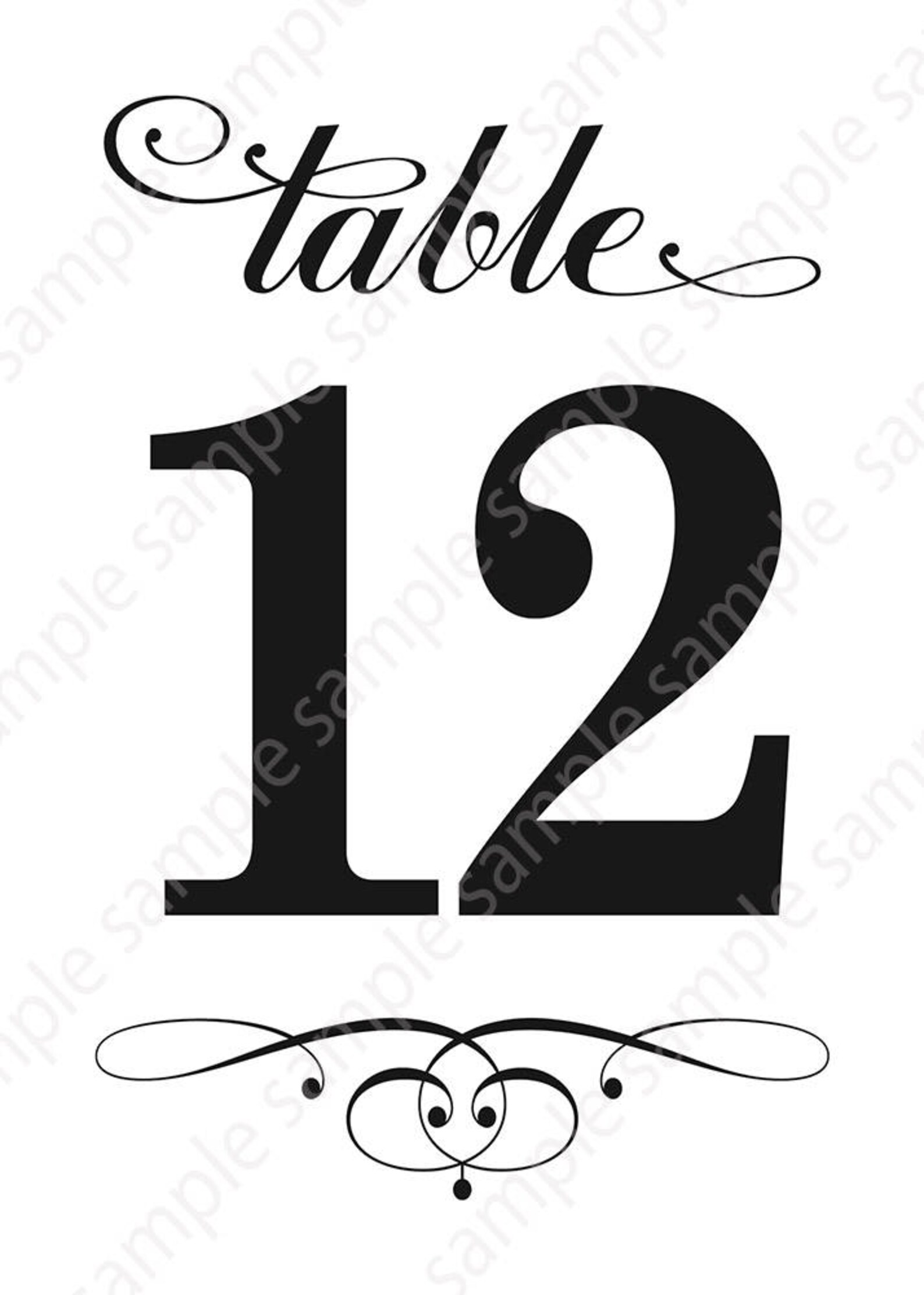 Printable Table Number Set Wedding Table Cards 5x7 Script - Etsy
