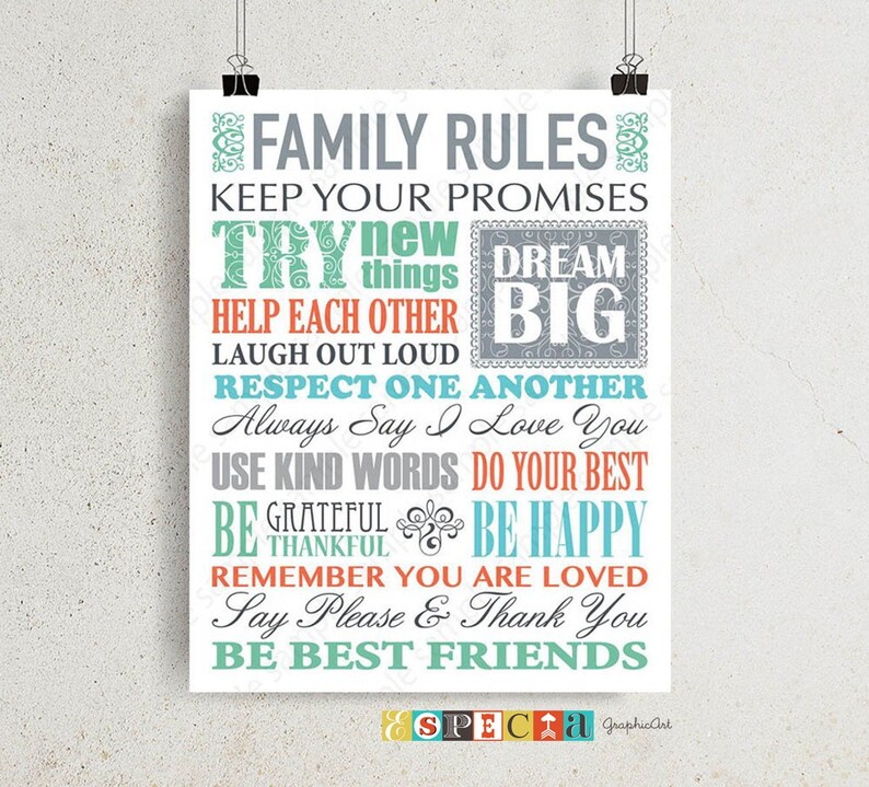 Printable Family Rules Sign House Rules Wall Art Digital Print ...