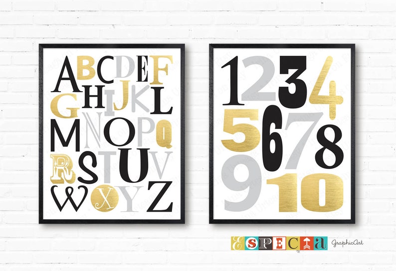 Alphabet posters Printable wall art set for baby girl Nursery | Etsy