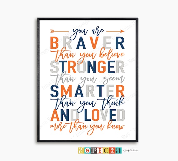 Printable Inspirational Quote You Are Braver Than You Believe | Etsy