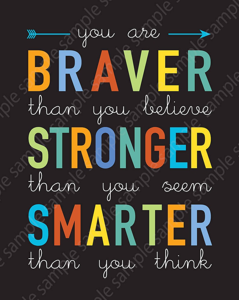 You Are Braver Stronger Smarter PRINTABLE Wall Art for DIY - Etsy