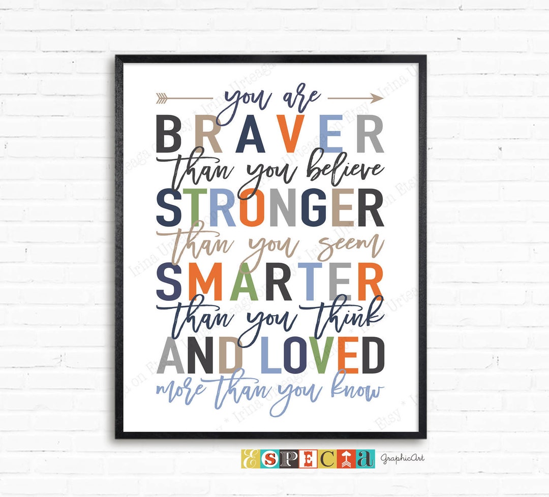 You Are BRAVER Than You Believe Winnie the Pooh Quote Inspirational Art ...