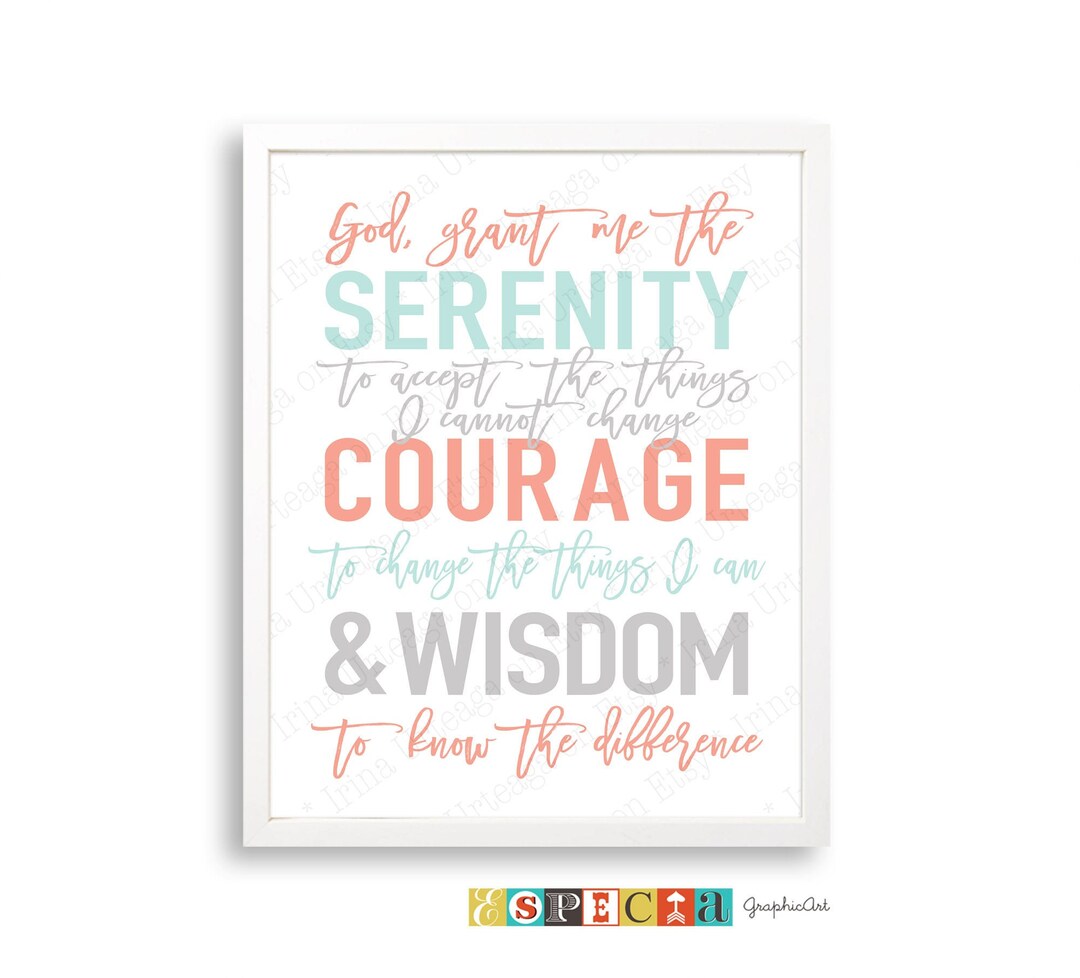 Serenity Prayer Digital Art - Christian Home Print - Encouraging Bible ...