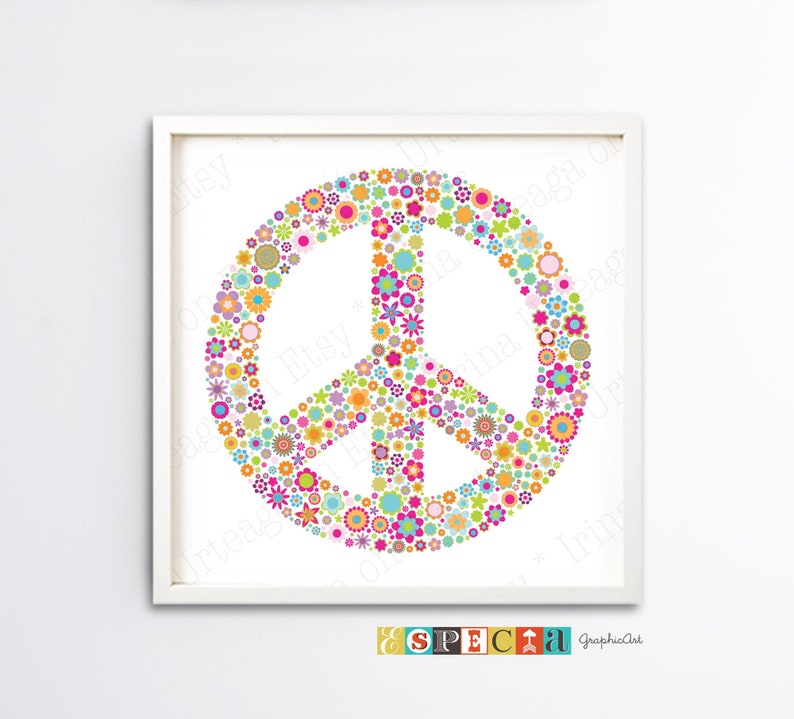 Peace Sign Poster Printable Wall Art for DIY Girl Room Decor - Etsy