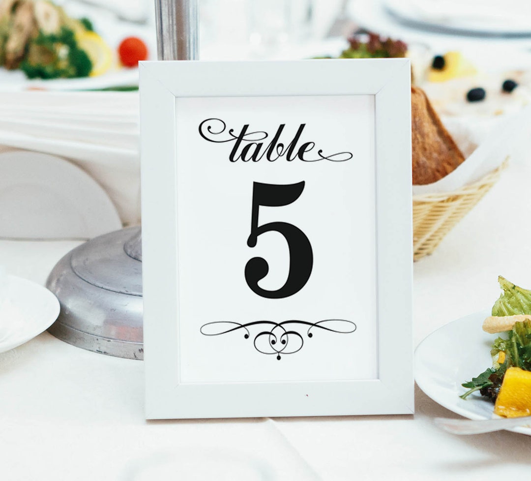 Printable Table Number Set Wedding Table Cards 5x7 Script - Etsy