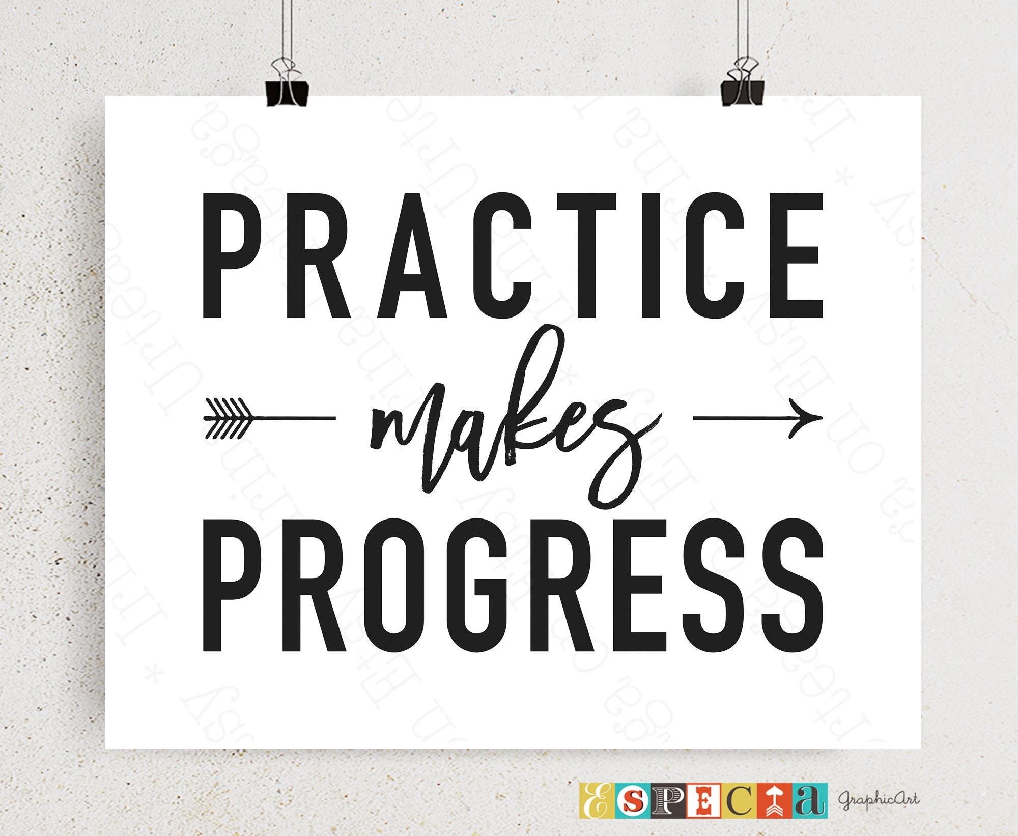 Practice Makes Progress Printable Wall Art Print for DIY Kids | Etsy