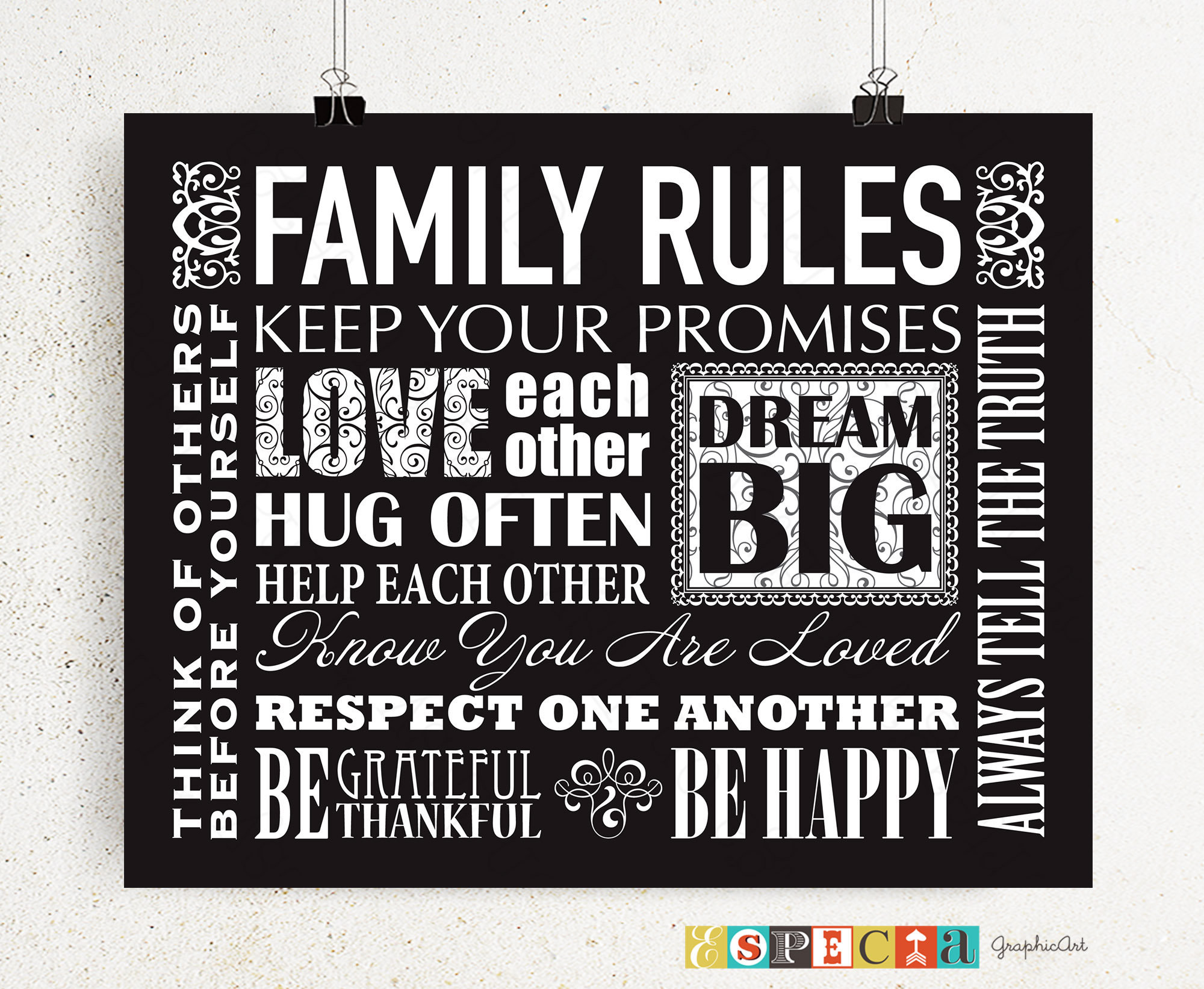 PRINTABLE Family rules sign 8x10 16x20 House rules wall art | Etsy