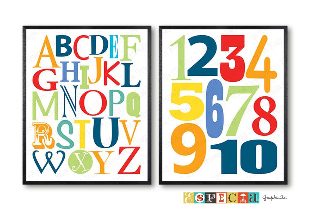 Printable Alphabet Numbers Posters, 8x10 16x20 Downloadable Wall Art ...