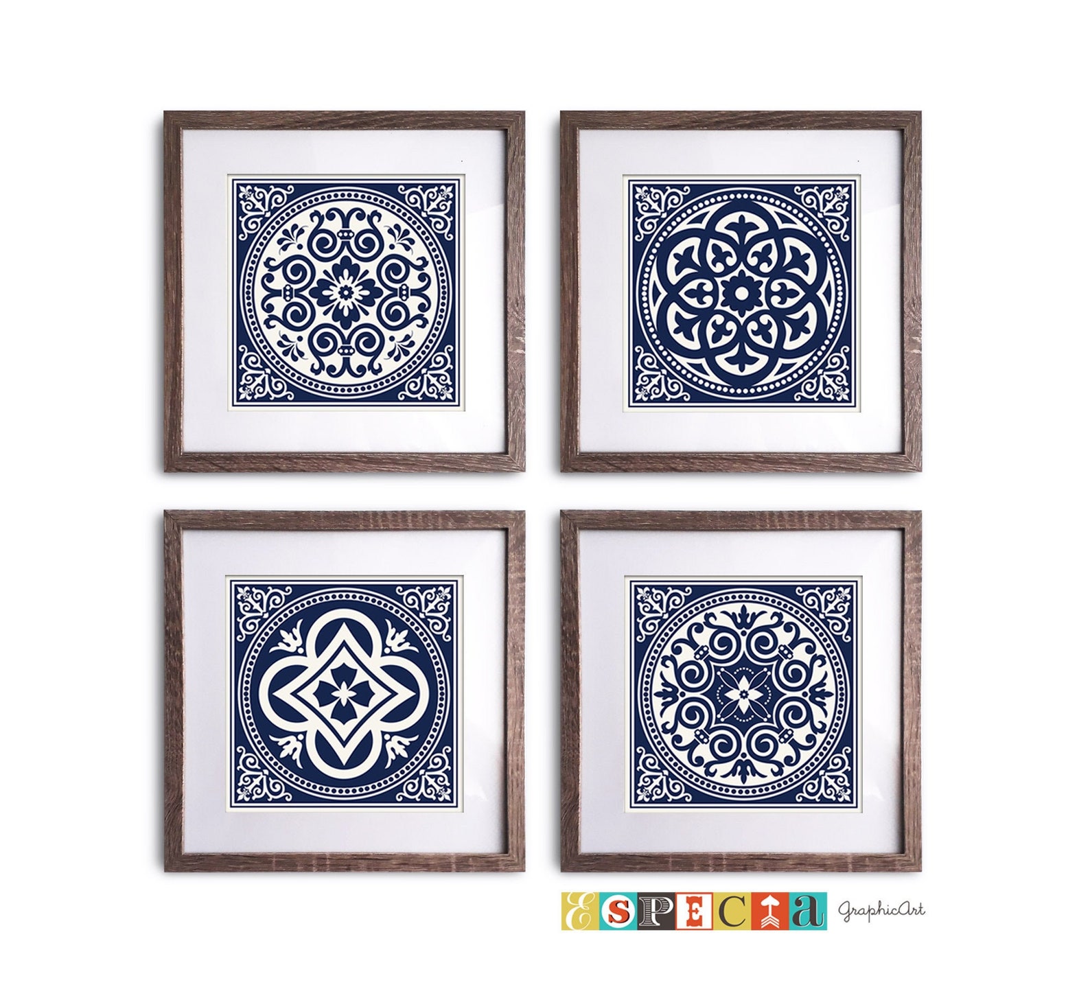 Ensemble de 4 carreaux de mosaïque art mural PRINTABLE motif | Etsy