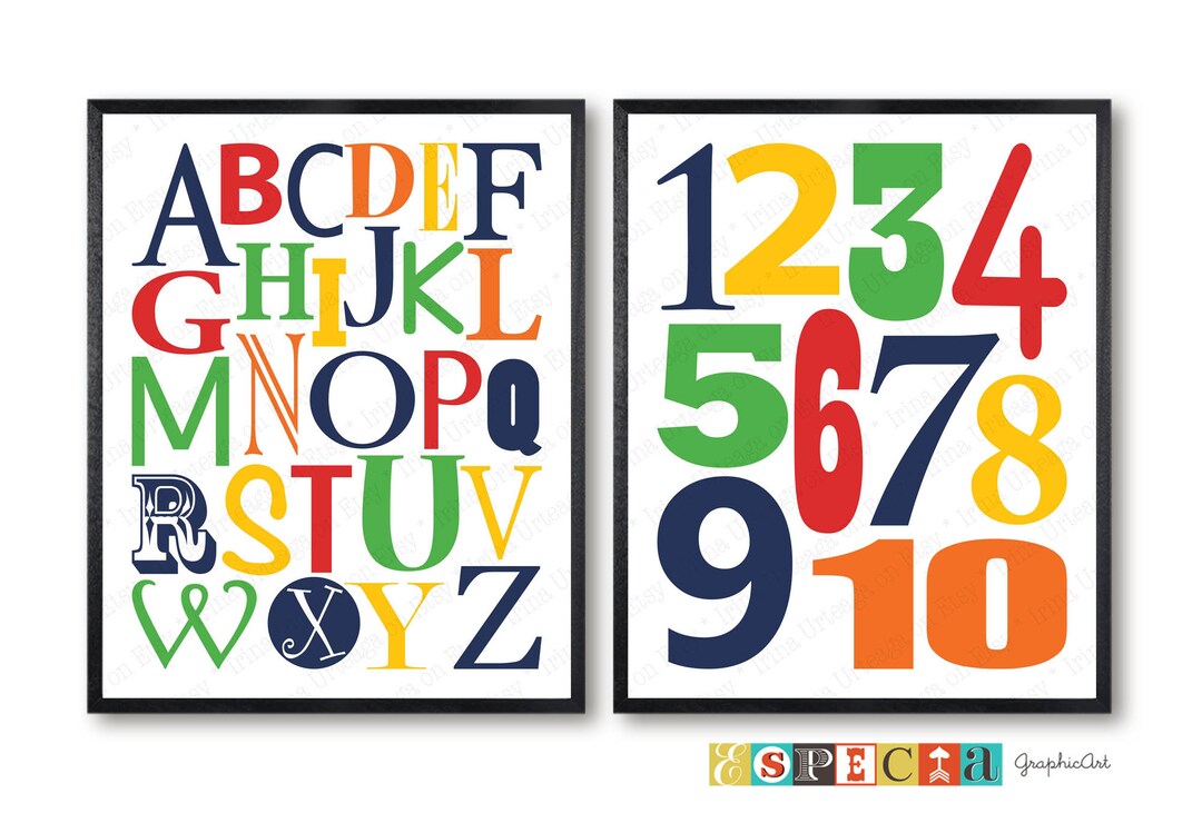 ABC and 123 Printable Art Digital Alphabet Prints for Toddler Boy ...