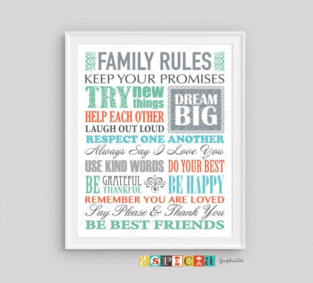 Printable Family Rules Sign House Rules Wall Art Digital - Etsy